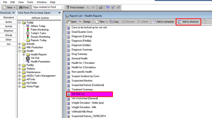 Create Report Shortcuts
